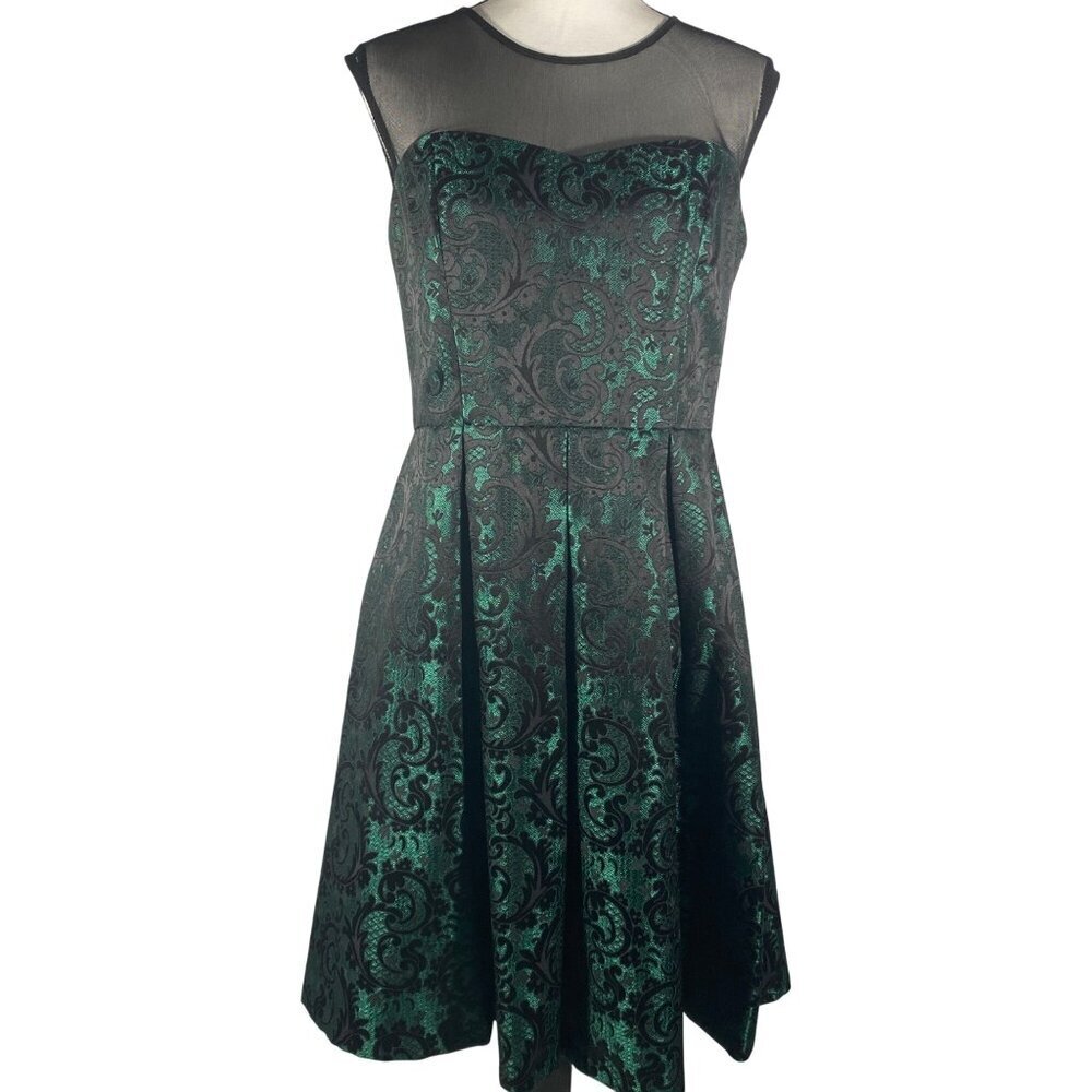 Y2k Dark Floral Illusion Sheer Mesh Damask A-Line Box… - Gem